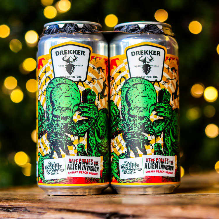 Drekker Here Comes The Alien Invasion Cherry Peach Sour Ale 16 FL. OZ.