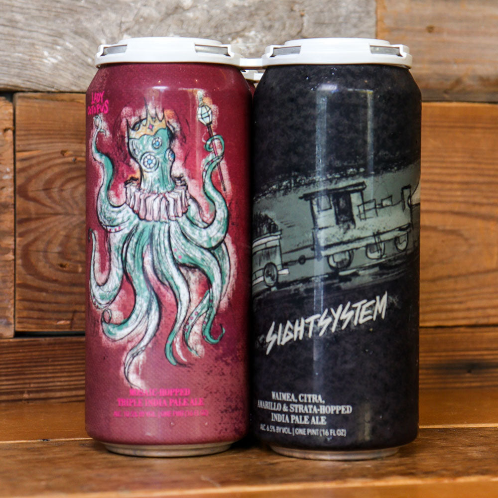 Hop Butcher Variety Pack Sightsystem IPA and Lady Octopus TIPA 16 FL.
