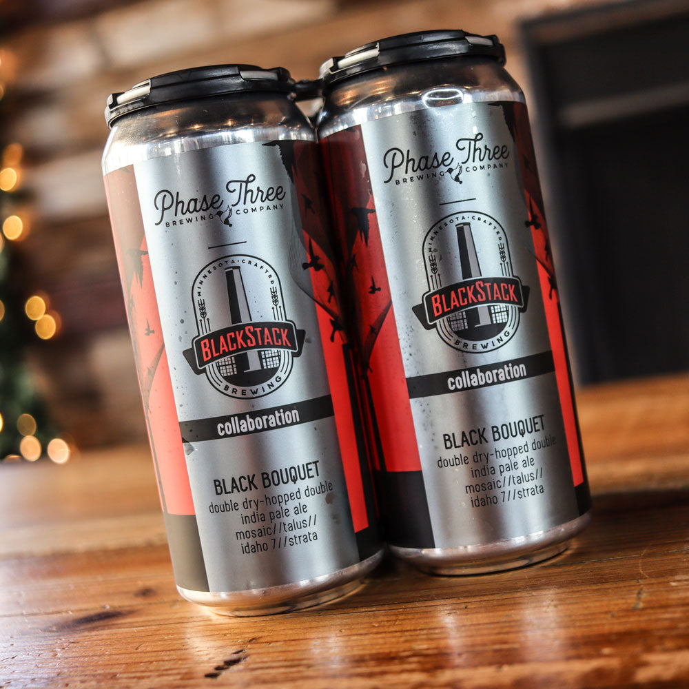 Phase Three With Blackstack Black Bouquet DDH DIPA 16 FL. OZ. 4PK Cans