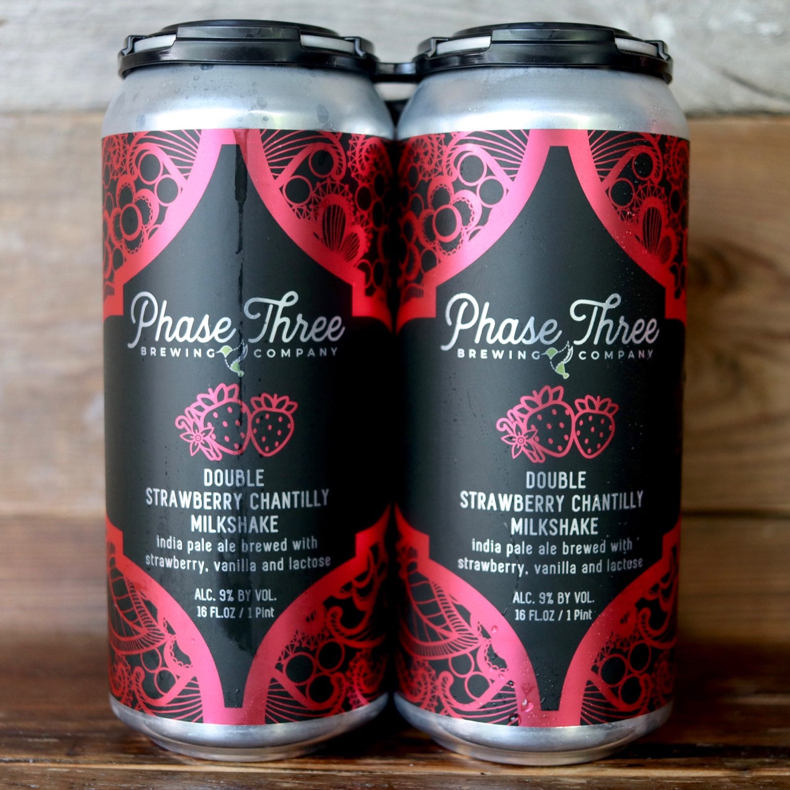 Phase Three Double Strawberry Chantilly Milkshake IPA 16 FL. OZ. 4PK C
